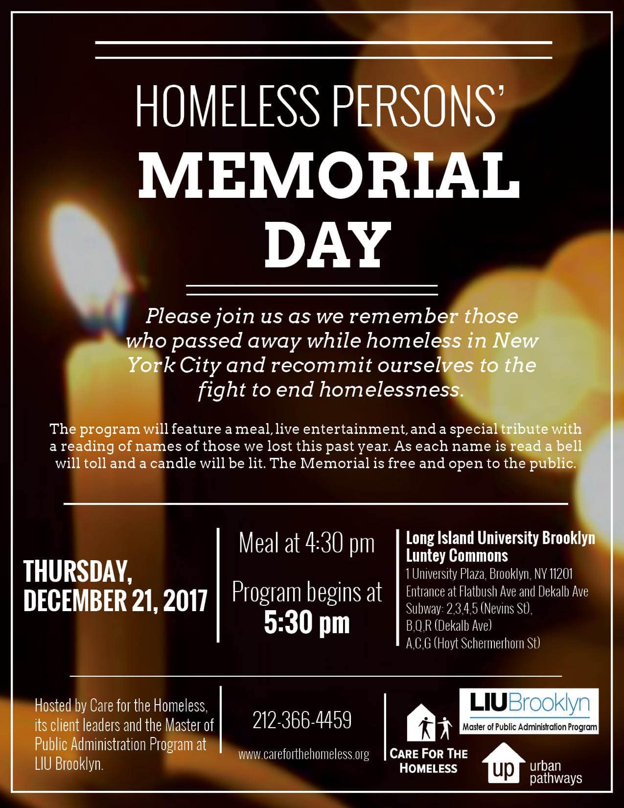 Join us for Homeless Persons' Memorial Day 2017 - Urban Pathways